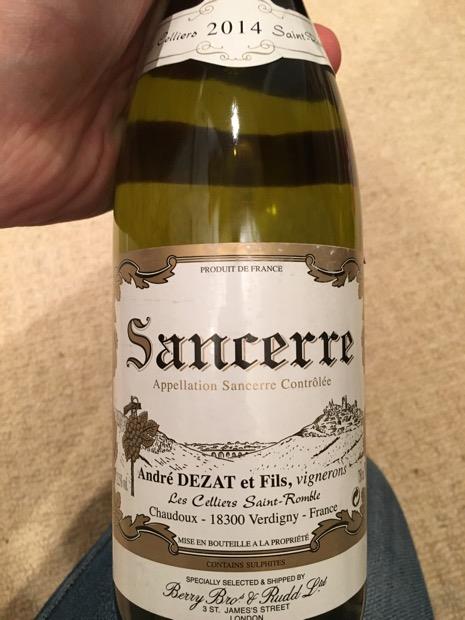2014 Andre Dezat & Fils Sancerre Les Celliers St-Romble, France, Loire ...