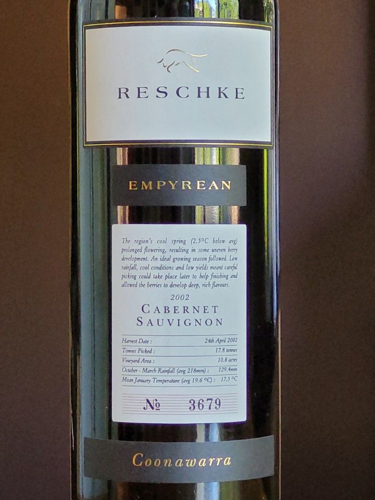 2002 Reschke Cabernet Sauvignon Empyrean, Australia, South Australia ...