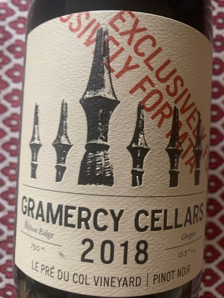 2018 Gramercy Cellars Pinot Noir Le Pré du Col Vineyard, USA, Oregon ...
