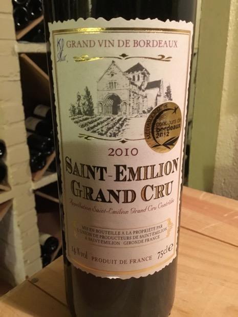 2010 Union des Producteurs St. Émilion Grand Cru, France, Bordeaux ...