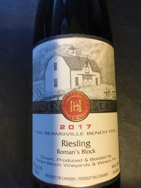 2017 Hidden Bench Riesling Roman's Block, Canada, Ontario, Niagara ...