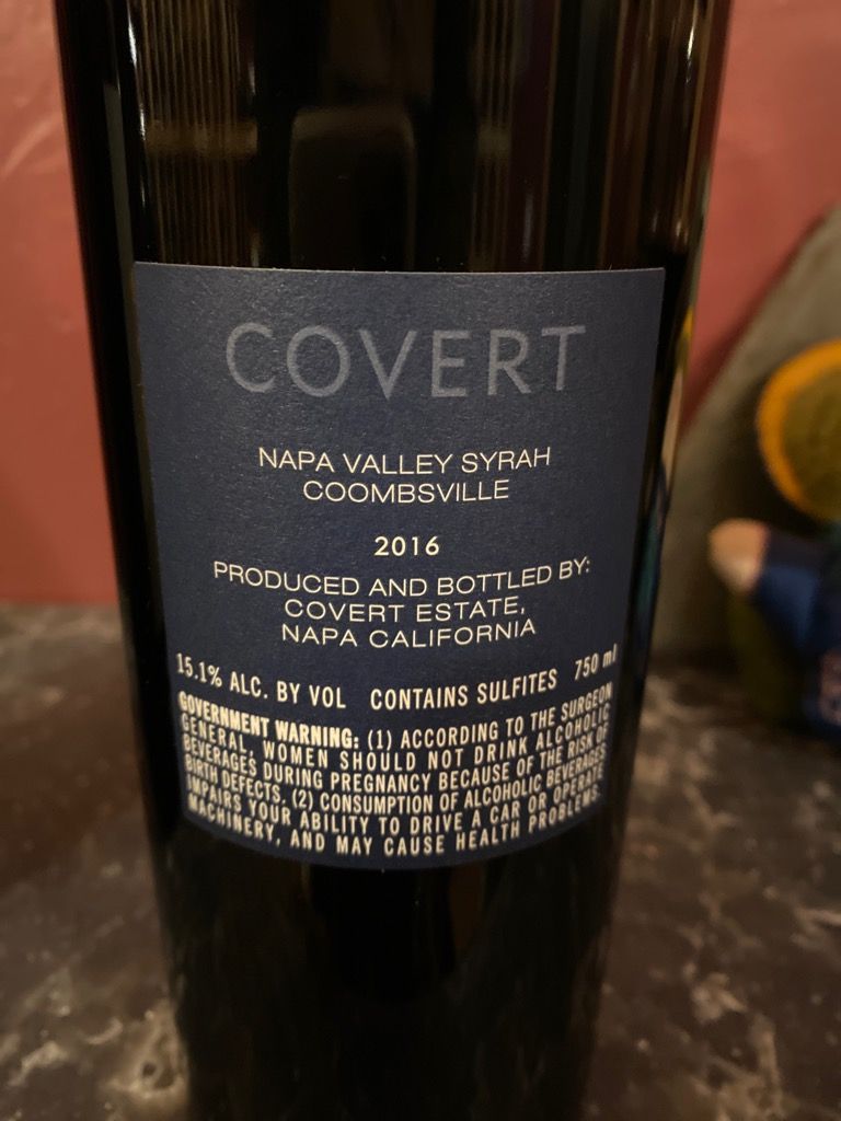 2016 Covert Estate Syrah, USA, California, Napa Valley, Coombsville ...