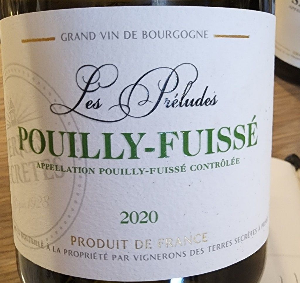 2021 Vignerons des Terres Secrètes Pouilly-Fuissé Les Préludes, France ...