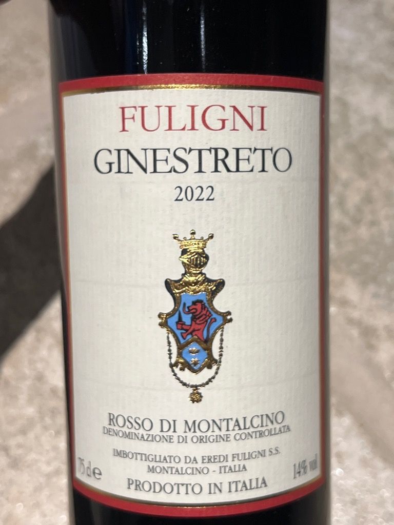 2022 Fuligni Rosso di Montalcino Ginestreto, Italy, Tuscany, Montalcino ...