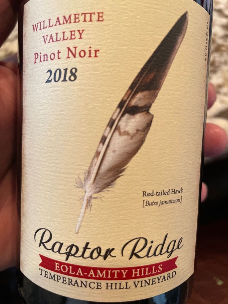 2018 Raptor Ridge Pinot Noir Temperance Hill, USA, Oregon, Willamette ...
