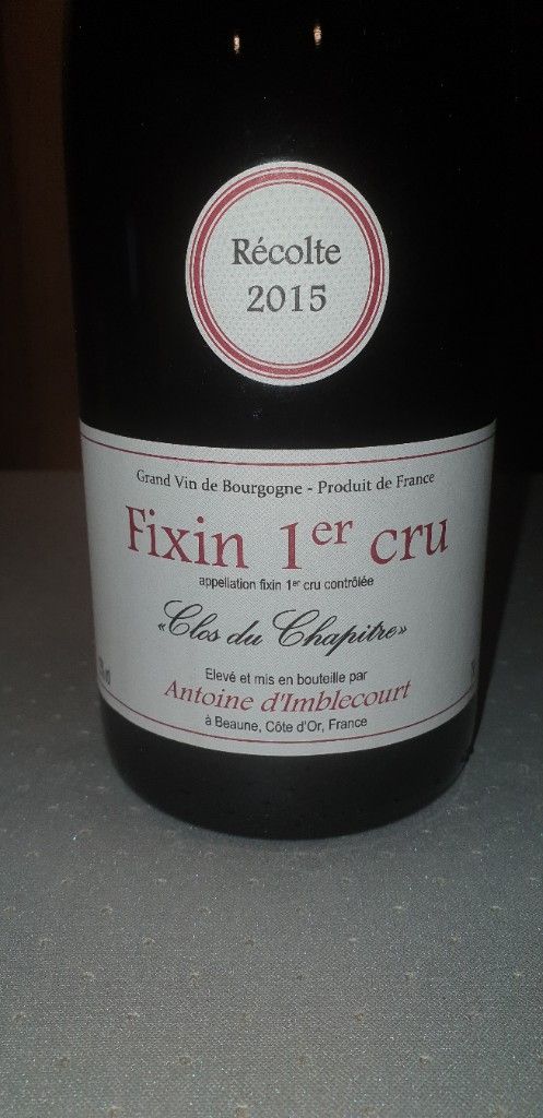 2015 Antoine d'Imblecourt Fixin 1er Cru Clos du Chapitre, France ...