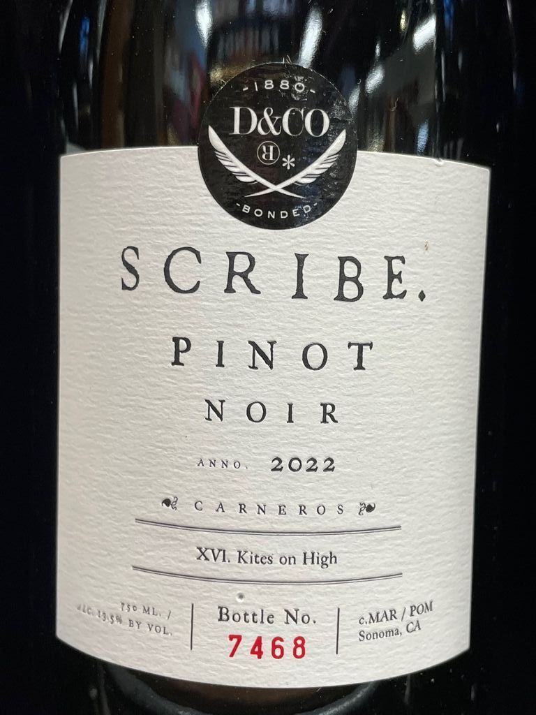 2022 Scribe Pinot Noir Carneros, USA, California, Napa / Sonoma ...