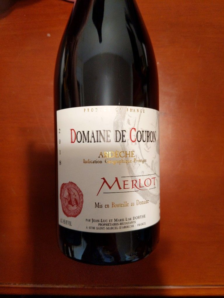 2019 Domaine de Couron Merlot Ardèche, France, Rhône, Northern Rhône ...