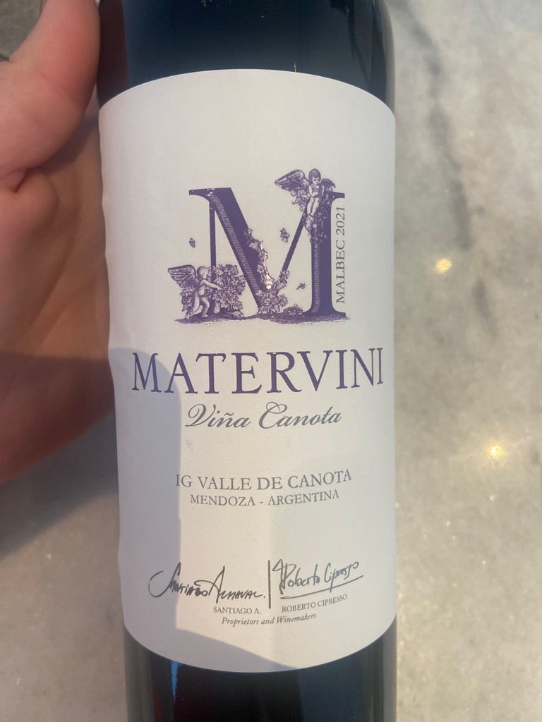 2022 Matervini Malbec IG Valle de Canota Viña Canota, Argentina ...