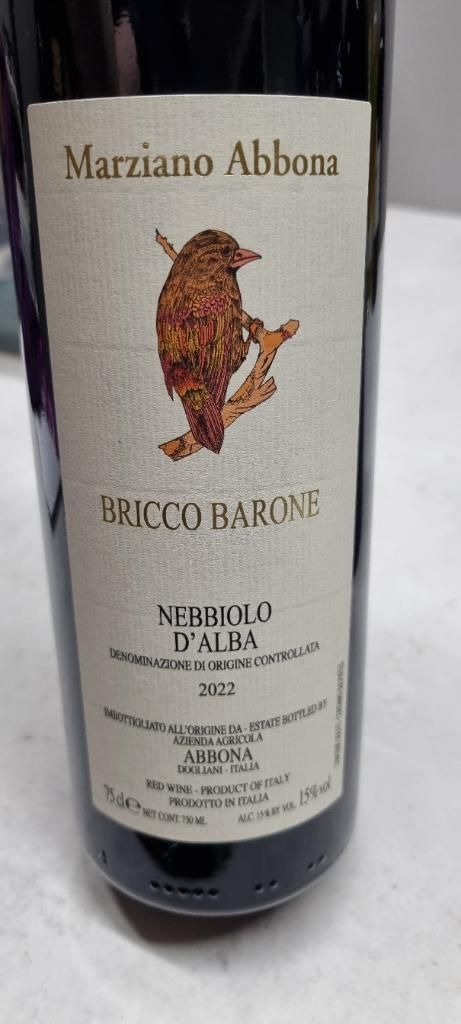 2022 Marziano Abbona Nebbiolo d'Alba Bricco Barone, Italy, Piedmont, Alba, Nebbiolo d'Alba ...