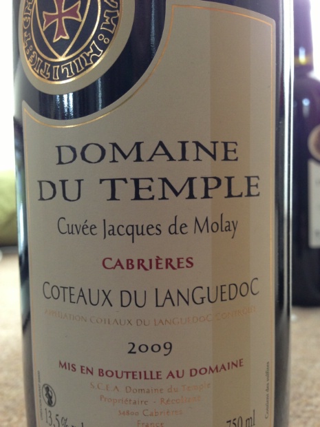 2009 Domaine du Temple Coteaux du Languedoc Cuvée Jacques de Molay ...