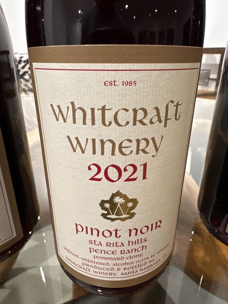 2021 Whitcraft Winery Pinot Noir Pommard Clone Pence Ranch, USA ...