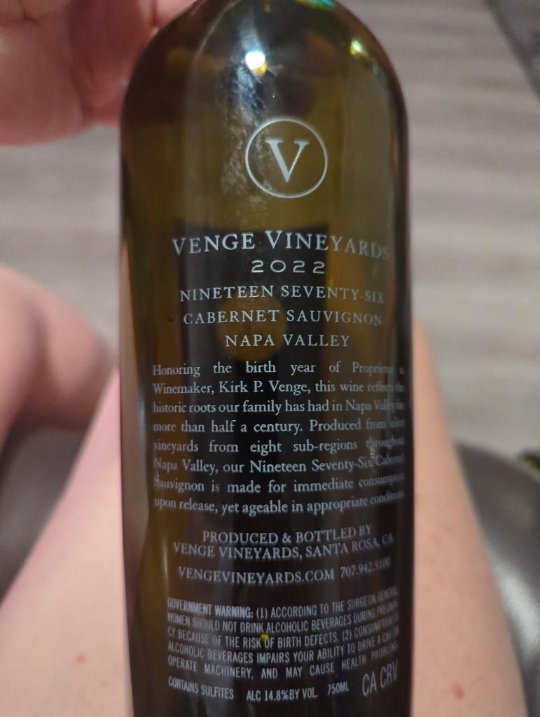 2022 Venge Vineyards Cabernet Sauvignon Family Reserve, USA, California ...