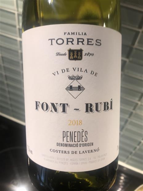 2018 Torres Penedès Font-Rubí, Spain, Catalunya, Penedès - CellarTracker