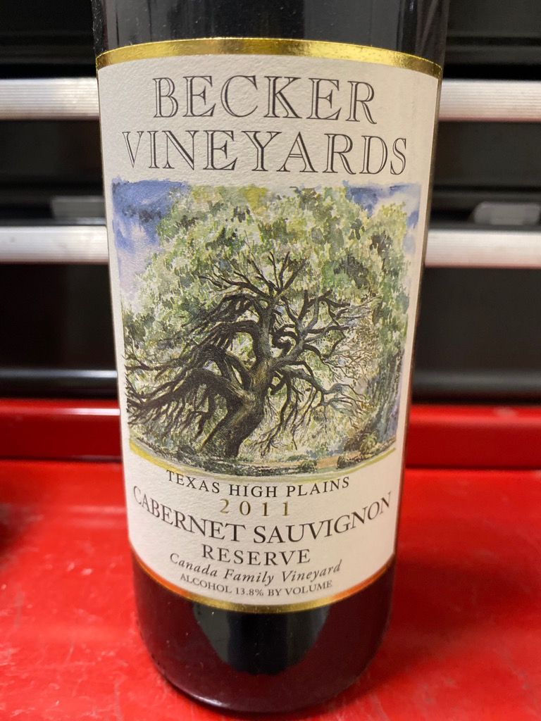 2011 Becker Vineyards Cabernet Sauvignon Reserve Canada Family Vineyard ...