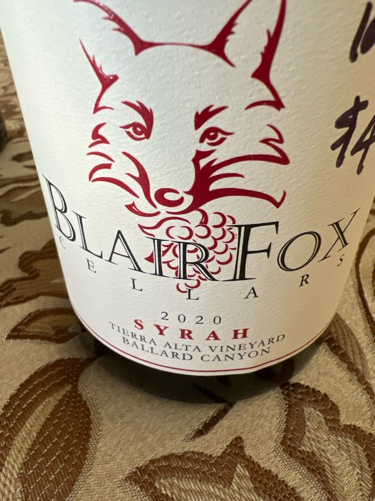 2021 Blair Fox Syrah Tierra Alta Vineyard, USA, California, Central ...