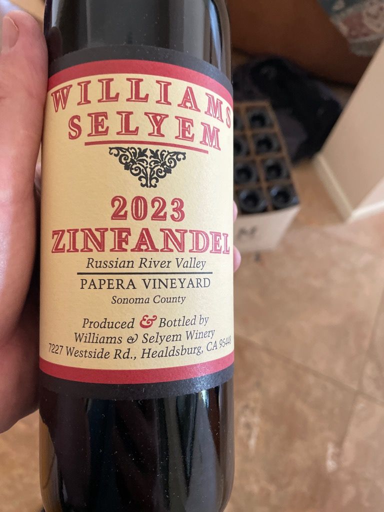 2023 Williams Selyem Zinfandel Papera Vineyard, USA, California, Sonoma ...