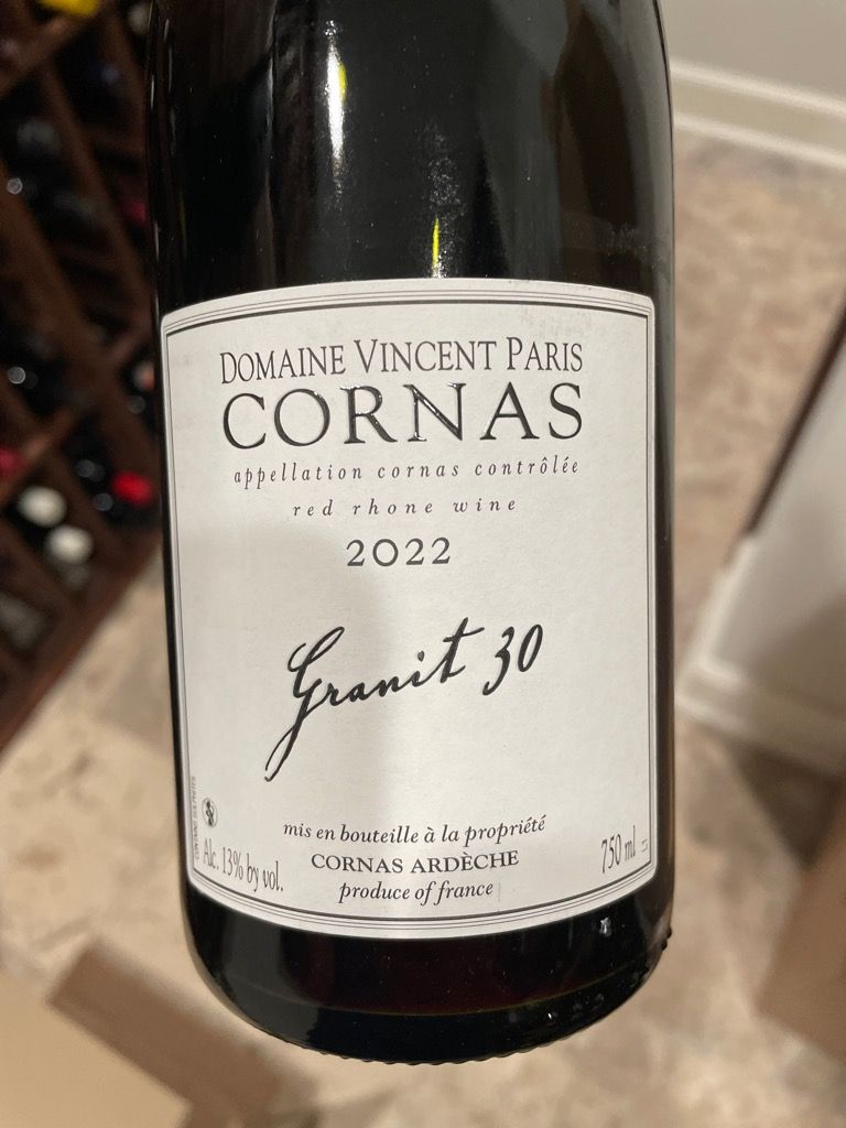 2022 Domaine Vincent Paris Cornas Granit 30, France, Rhône, Northern ...