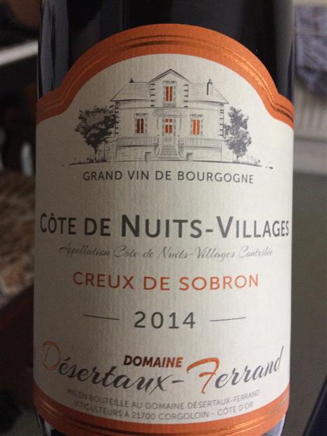 2016 Domaine Désertaux-Ferrand Côte de Nuits Villages Creux de Sobron ...