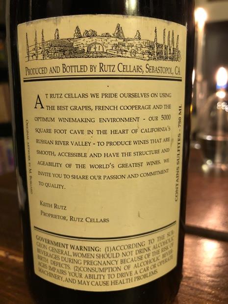 1993 Rutz Cellars Pinot Noir Dutton Ranch, USA, California, Sonoma ...
