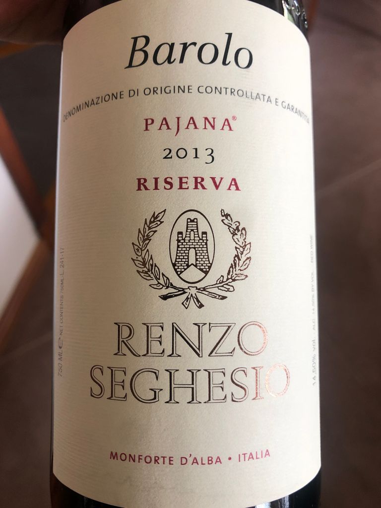 2017 Renzo Seghesio Barolo Riserva Pajana, Italy, Piedmont, Langhe ...
