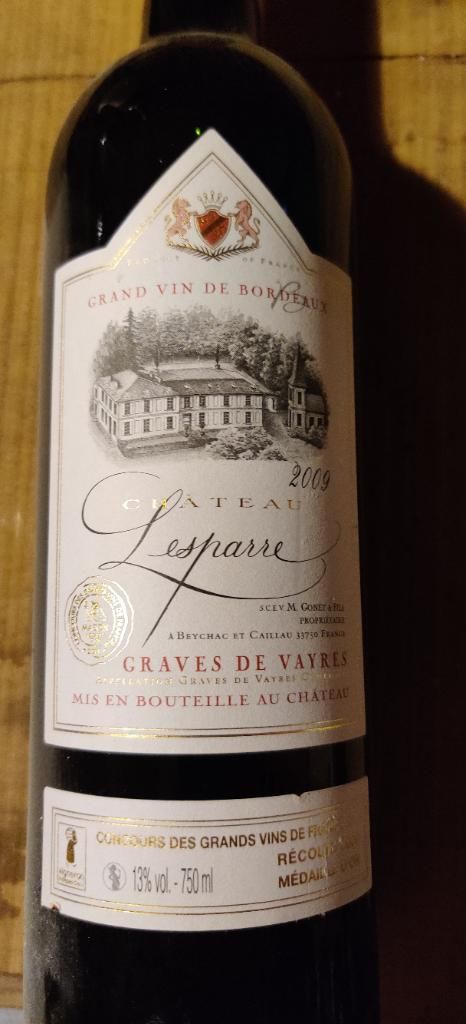 2001 Château Lesparre Graves de Vayres Grand Vin, France, Bordeaux ...