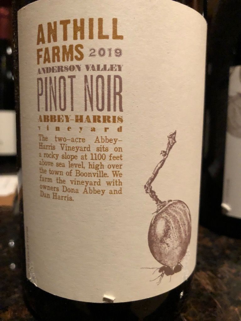 2019 Anthill Farms Pinot Noir Abbey-Harris Vineyard, USA, California ...