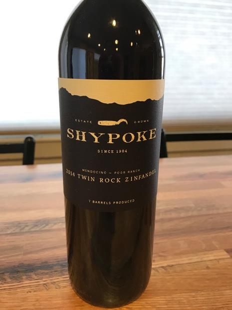 2014 Shypoke Cellars Zinfandel Poor Ranch, USA, California, North Coast ...
