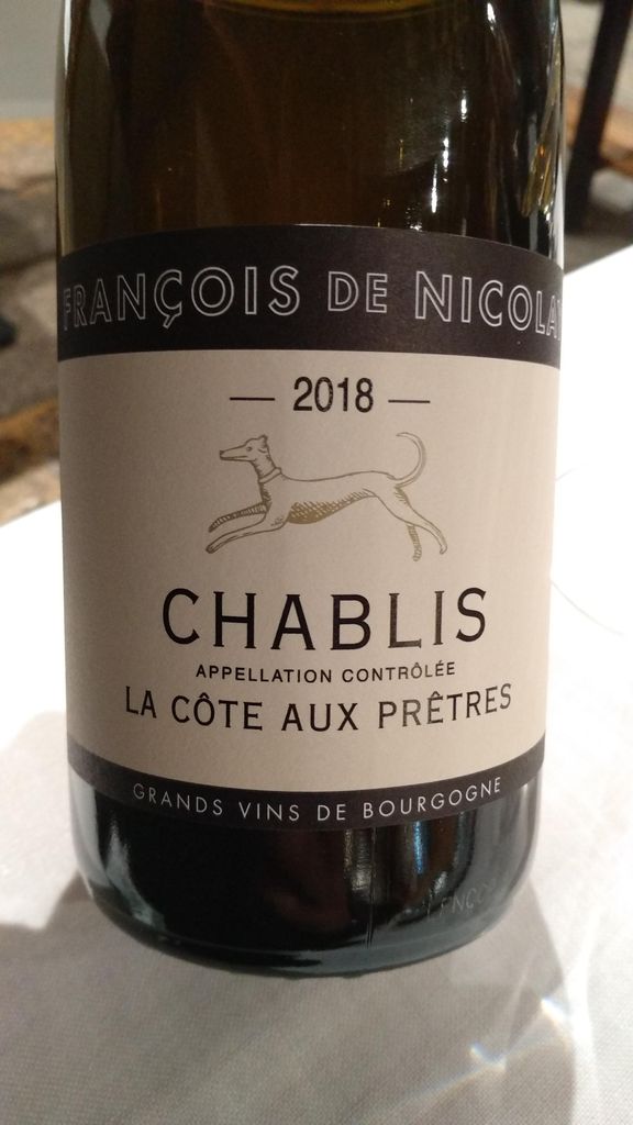 2018 Domaine François de Nicolay Chablis La Côte aux Prêtres, France ...