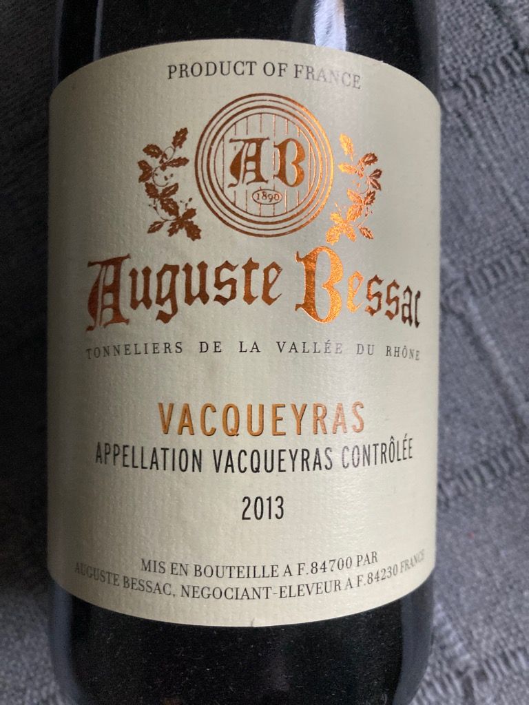 2013 Auguste Bessac Vacqueyras, France, Rhône, Southern Rhône ...