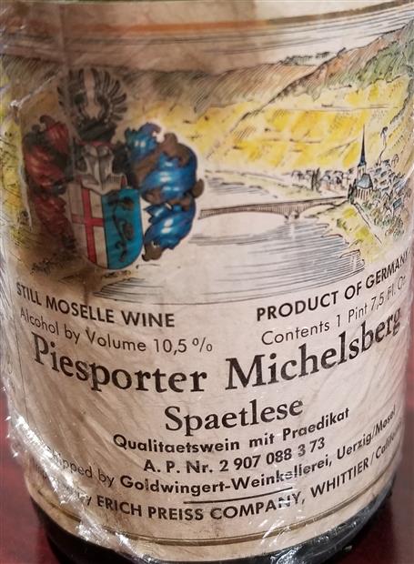 1978 Piesporter Michelsberg Spätlese, Germany, Mosel Saar Ruwer ...