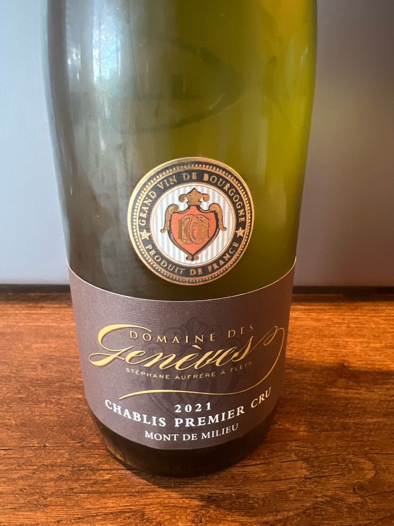 2021 Domaine des Geneves Chablis 1er Cru Mont de Milieu, France ...