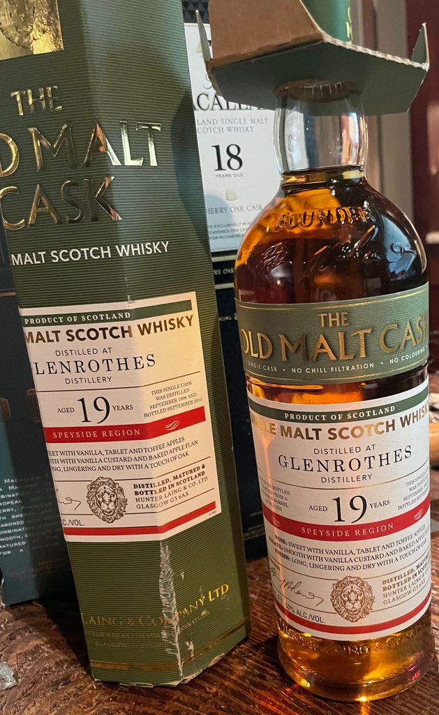 1996 Glenrothes 19 Year Old Hunter Laing's "The Old Malt Cask" Single ...