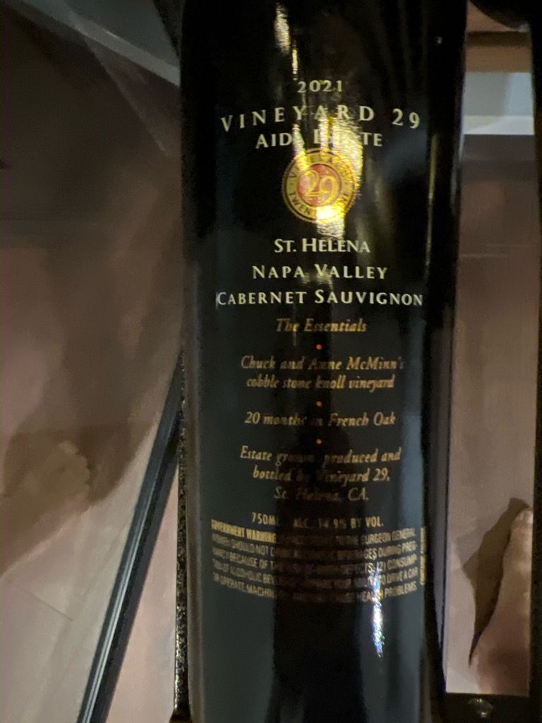2021 Vineyard 29 Cabernet Sauvignon Aida Estate, USA, California, Napa ...