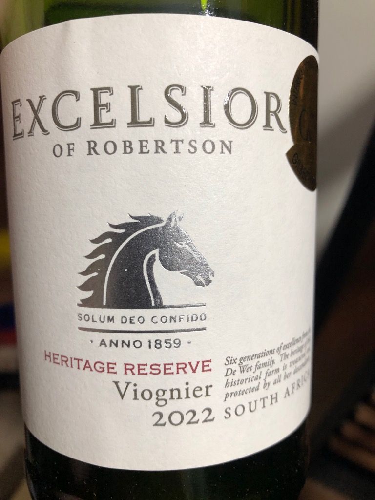 2022 Excelsior Viognier Heritage Reserve, South Africa, Breede River ...