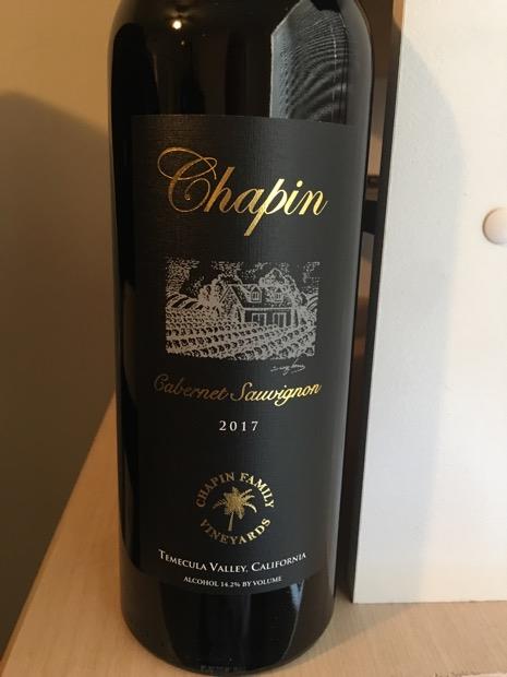 2017 Chapin Cabernet Sauvignon, USA, California, South Coast, Temecula ...
