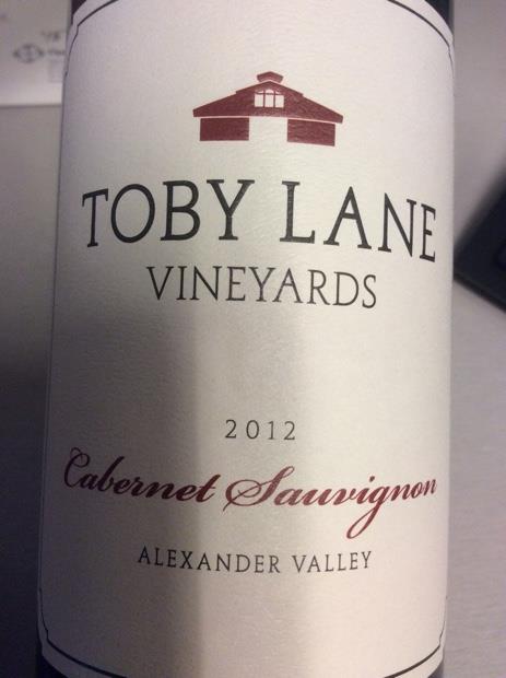 2012 Toby Lane Cabernet Sauvignon, USA, California, Sonoma County ...