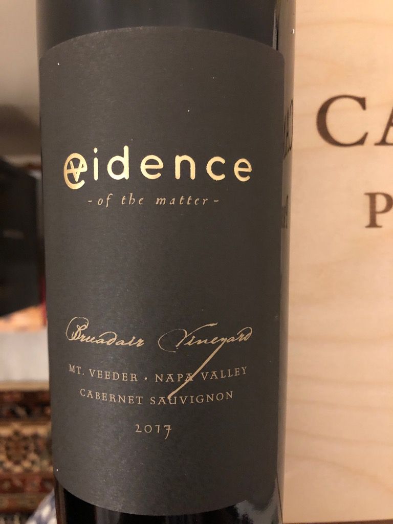 2017 Evidence Wines Cabernet Sauvignon Evidence of the Matter Bruadair ...