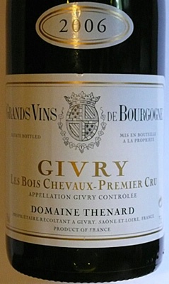 2006 Domaine Thenard Givry 1er Cru Les Bois Chevaux, France, Burgundy ...