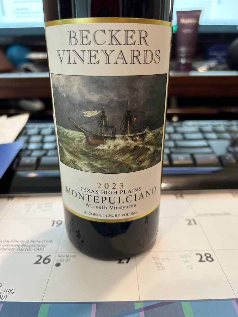 2023 Becker Vineyards Montepulciano Wilmeth Vineyard, USA, Texas, Texas ...