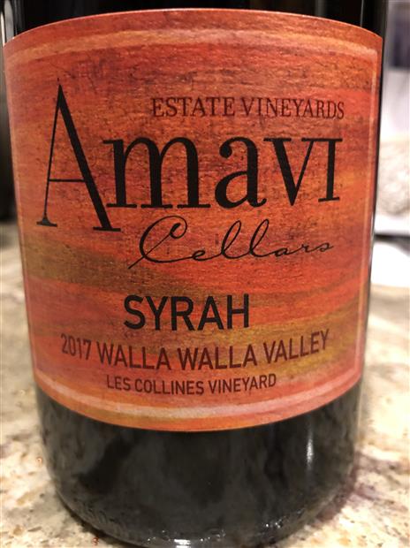 2017 Amavi Cellars Syrah Les Collines Vineyard, USA, Washington, Columbia Valley, Walla Walla ...