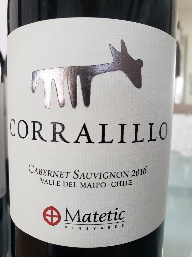 2016 Matetic Vineyards Cabernet Sauvignon Corralillo, Chile, Maipo ...