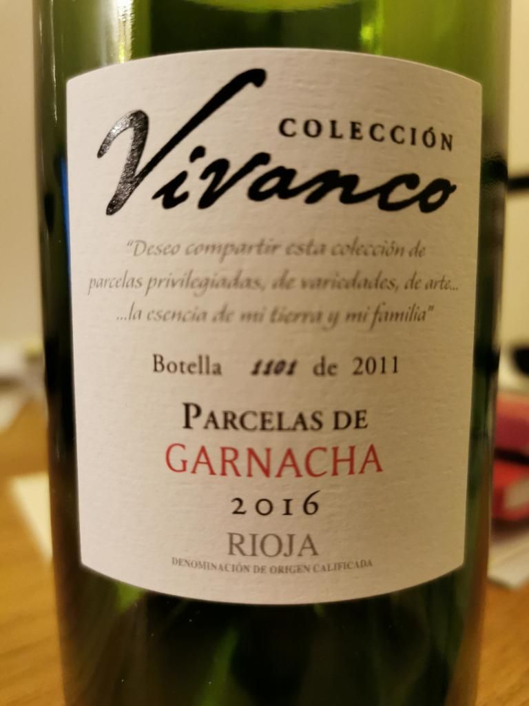 2017 Dinastía Vivanco Rioja Colección Vivanco Parcelas de Garnacha ...