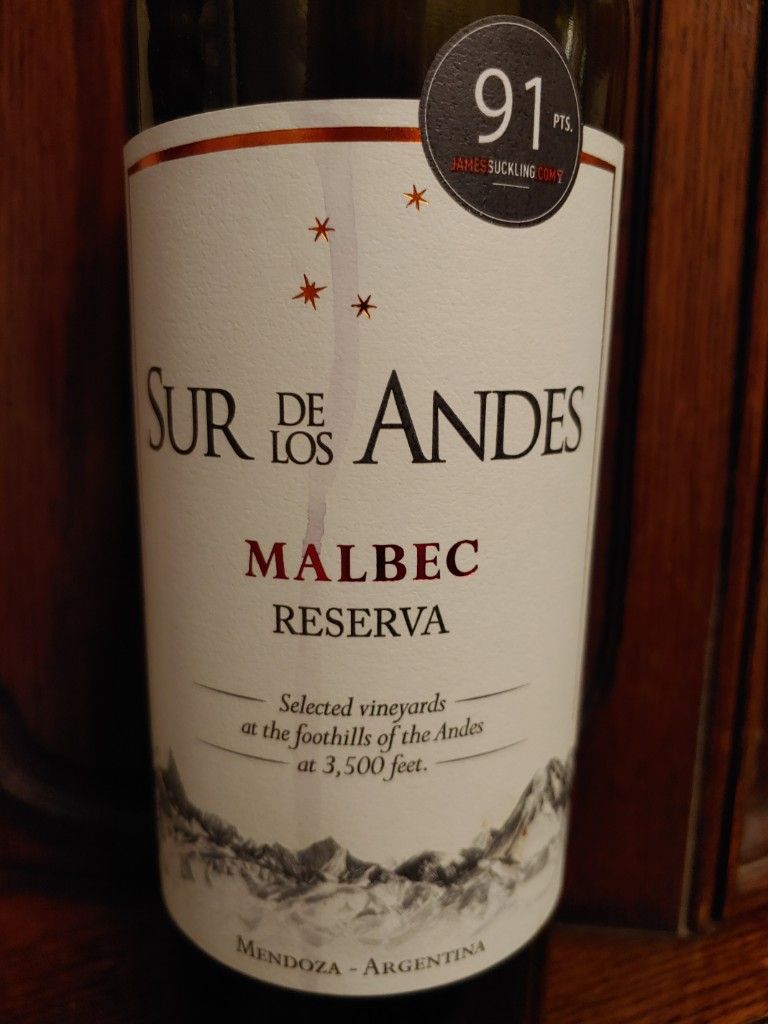2018 Bodega Sur de los Andes Malbec Reserva, Argentina, Mendoza ...