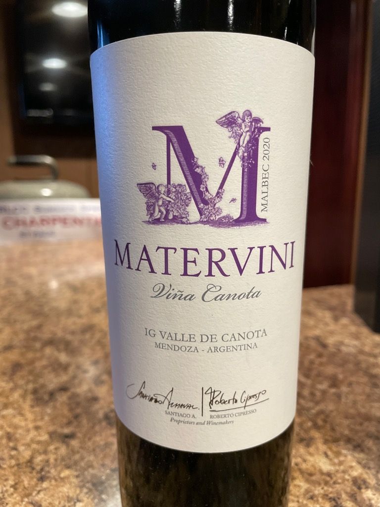 2020 Matervini Malbec IG Valle de Canota Viña Canota, Argentina ...