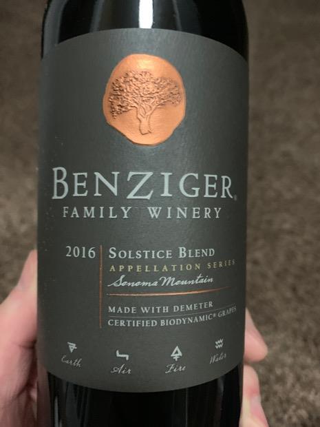 2016 Benziger Family Winery Solstice Blend Estate Sonoma Mountain, USA ...