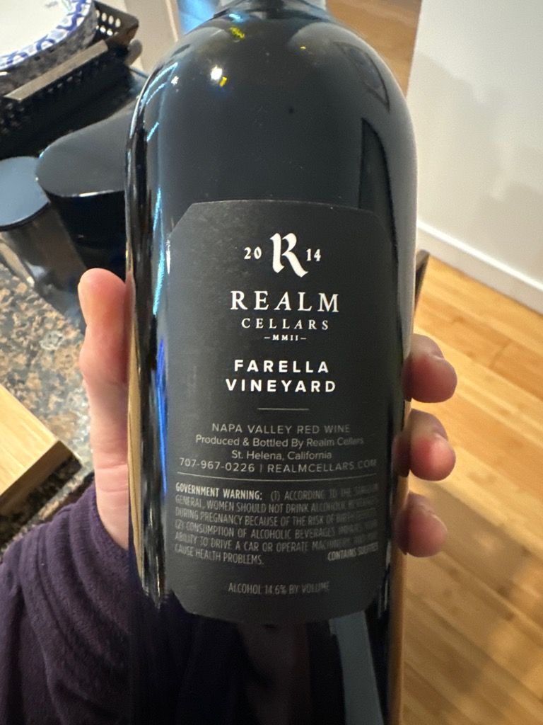 2014 Realm Cellars Farella Vineyard, USA, California, Napa Valley ...