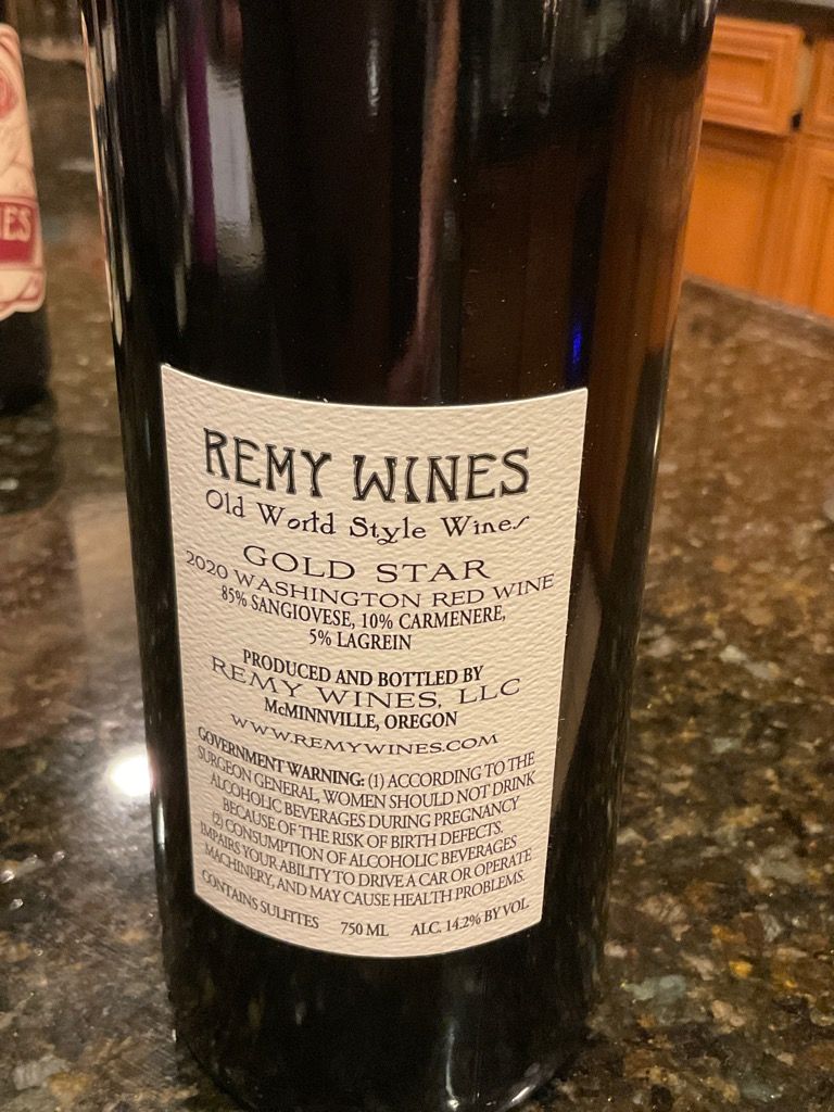 2020 Remy Wines Gold Star SuperTuscan, USA, Washington - CellarTracker