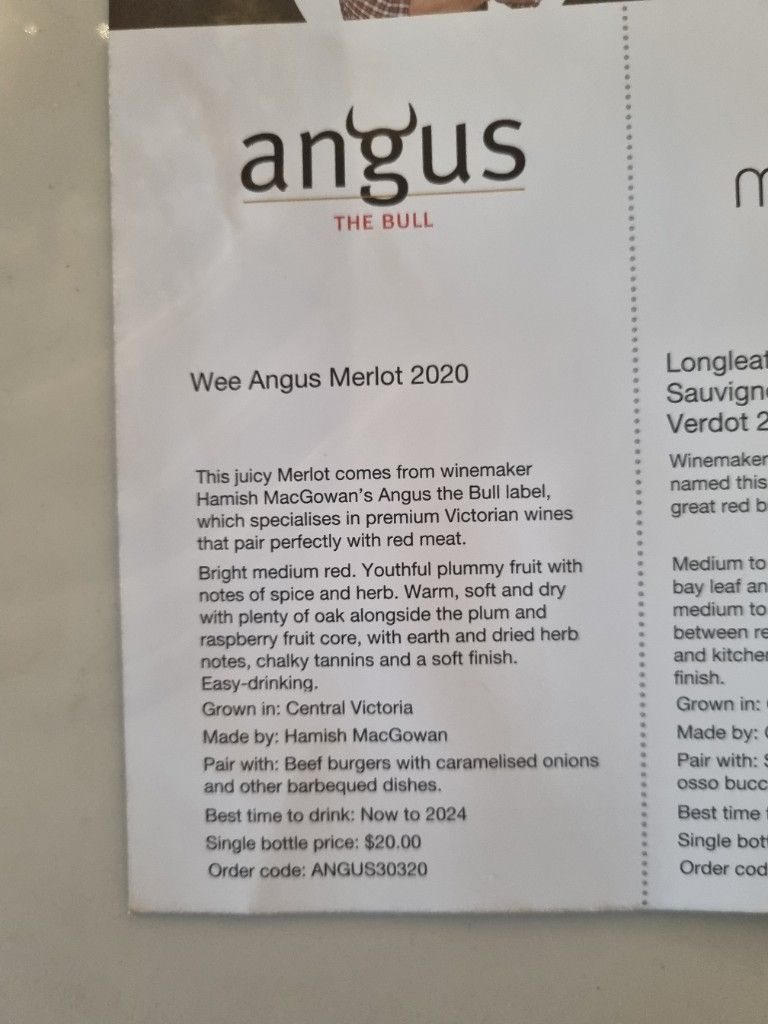 2021 Angus the Bull Wee Angus Cabernet Merlot, Australia, Victoria ...