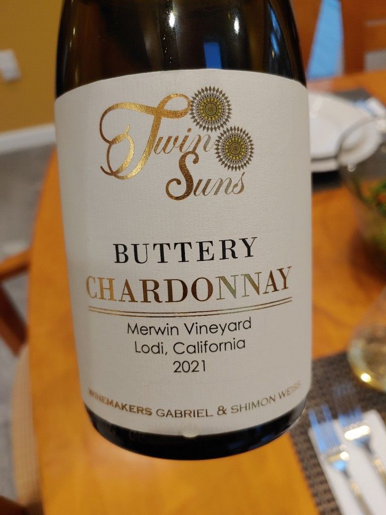 2022 Twin Suns Buttery Chardonnay Merwin Vineyard, USA, California ...